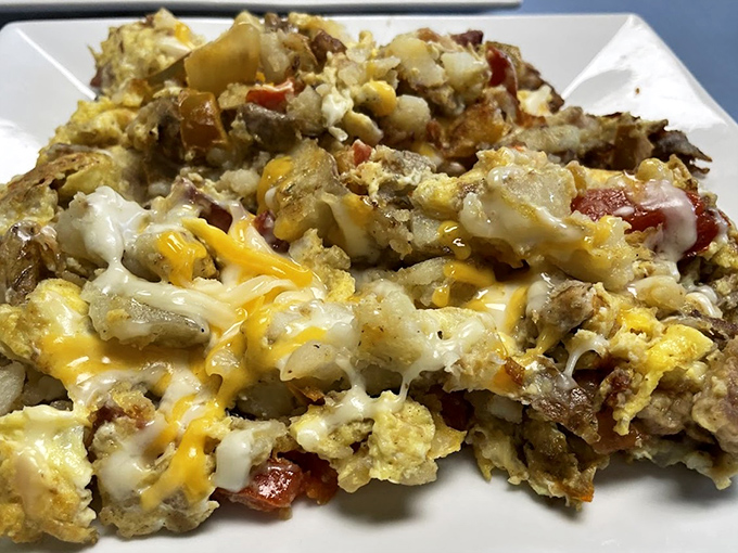 Not just hash browns &ndash; a glorious tangle of potatoes, eggs, and cheese that makes nutritionists weep and taste buds rejoice.