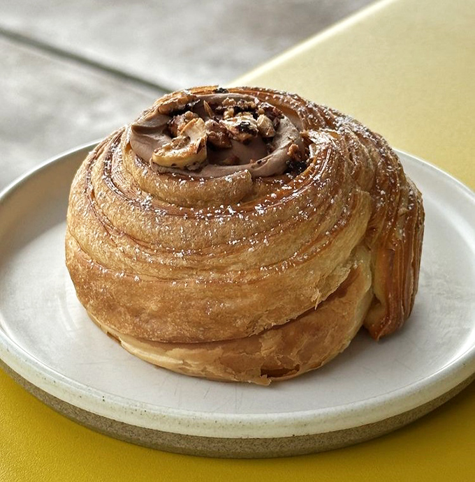 This spiral of buttery perfection topped with hazelnuts is what breakfast pastries aspire to be when they grow up.