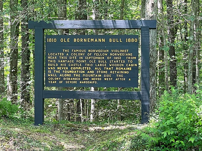 A historical marker that tells the tale of Ole Bull's ambitious dream &ndash; proof that even when plans fall flat, they can inspire something beautiful a century later.