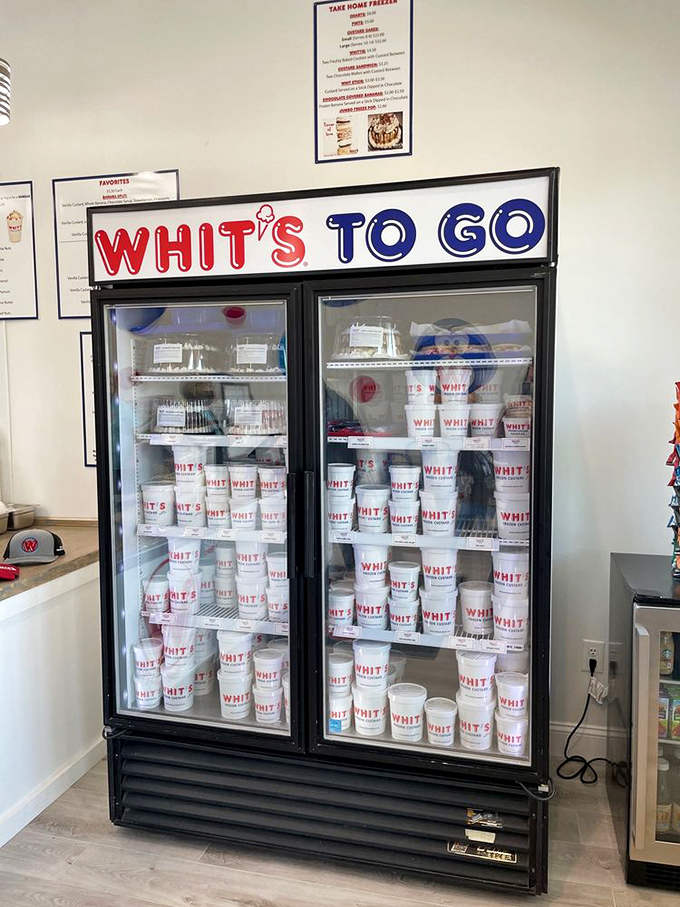 The "Whit's To Go" freezer&mdash;for when you need emergency custard at home. Like a fire extinguisher, but for dessert emergencies.