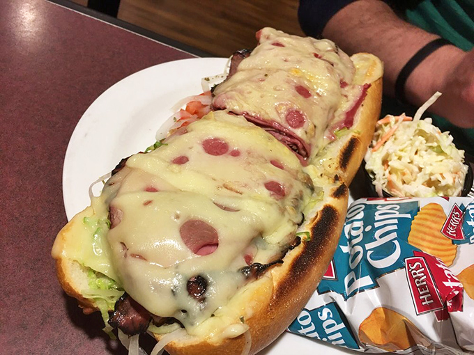 This hoagie means business&mdash;melted cheese cascading over layers of meat, a sandwich that demands both hands and your full attention.