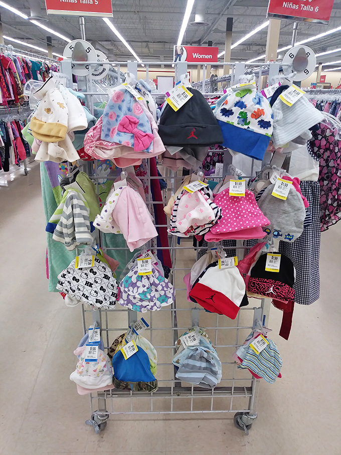 Tiny hats for tiny heads&mdash;a carousel of baby bonnets that have protected previous little noggins from New Mexico's persistent sunshine.