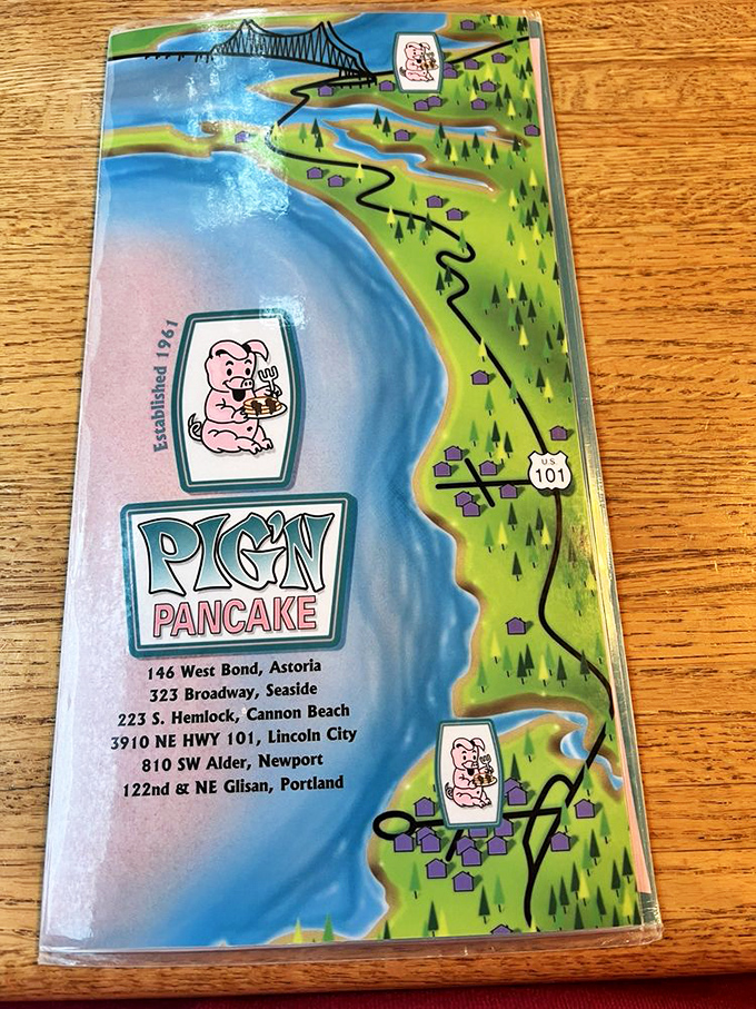 The treasure map to pancake paradise! Pig 'N Pancake's coastal empire ensures you're never too far from your next breakfast epiphany.