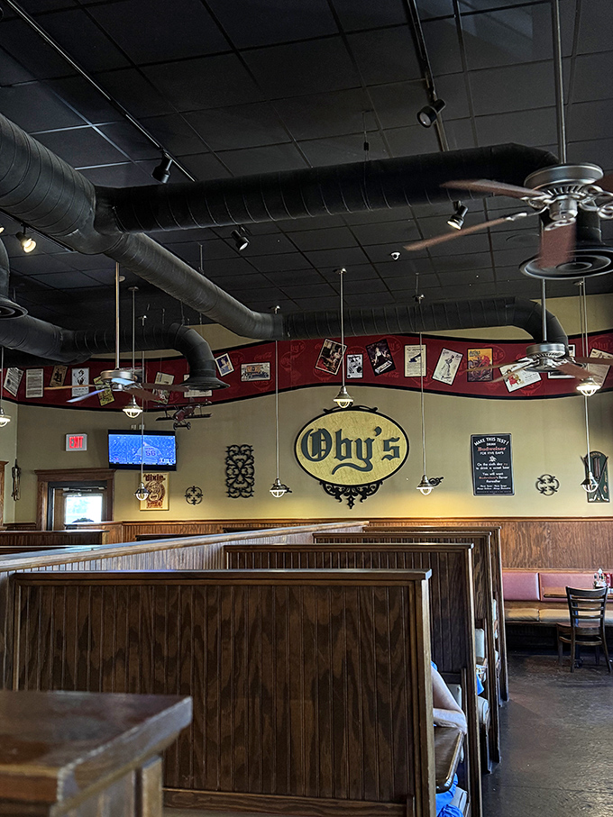 The Oby's logo watches over diners like a benevolent sandwich deity, promising delicious experiences to all who enter.