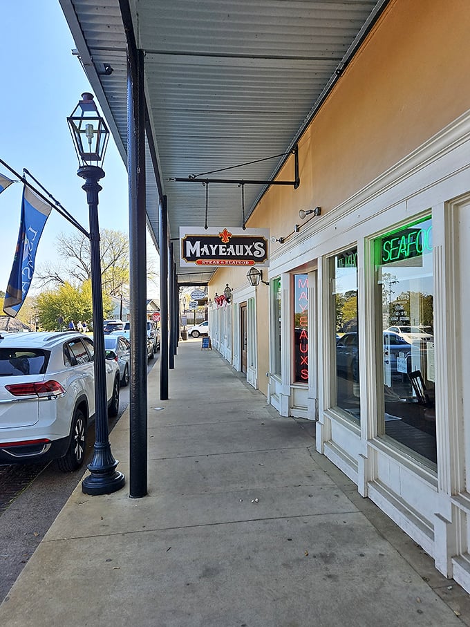 Mayeaux's promises seafood and steaks with that sidewalk appeal that says, "Yes, the locals eat here too."