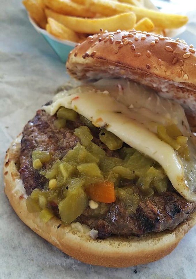 A burger that took a detour through New Mexico and came back with stories to tell. Those green chiles aren't just toppings&mdash;they're conversation starters.