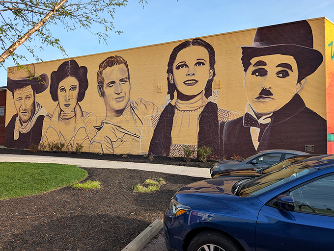 This mural featuring cinema legends is Miamisburg's tribute to film history, a reminder that we're all part of a collective story that began long before Netflix.