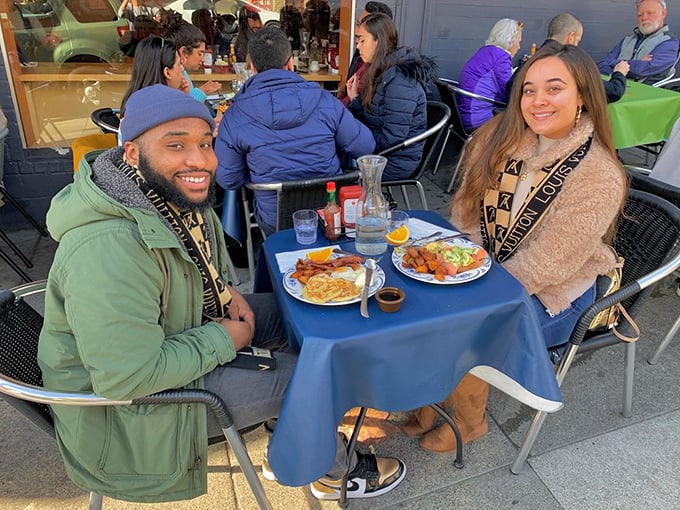 Happy diners basking in post-Benedict satisfaction &ndash; that look of contentment is the universal sign of breakfast done right.