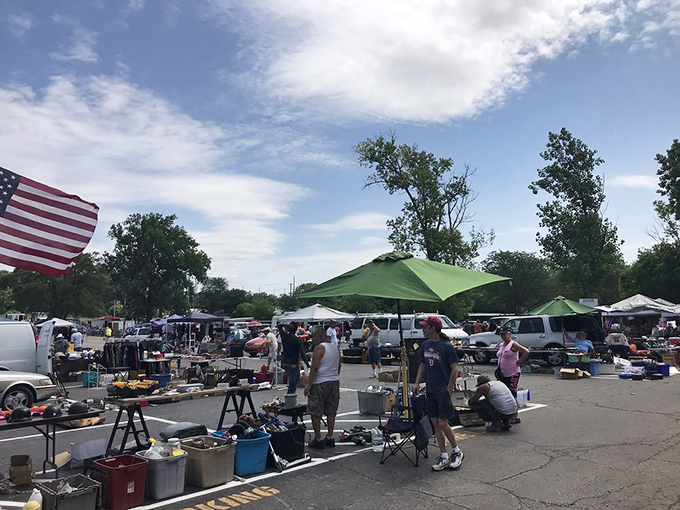 When Michigan weather cooperates, the treasure hunt spills outdoors, where canopies shelter everything from antiques to yesterday's garage sale finds.