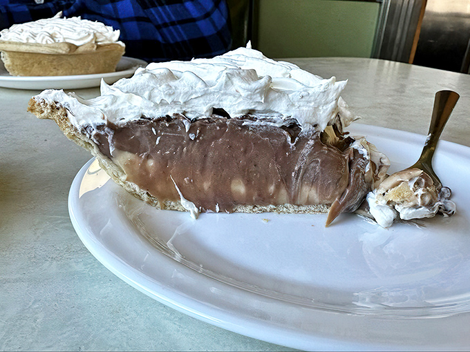 Chocolate peanut butter pie that makes you wonder why anyone bothers with fancy desserts when this level of bliss exists.