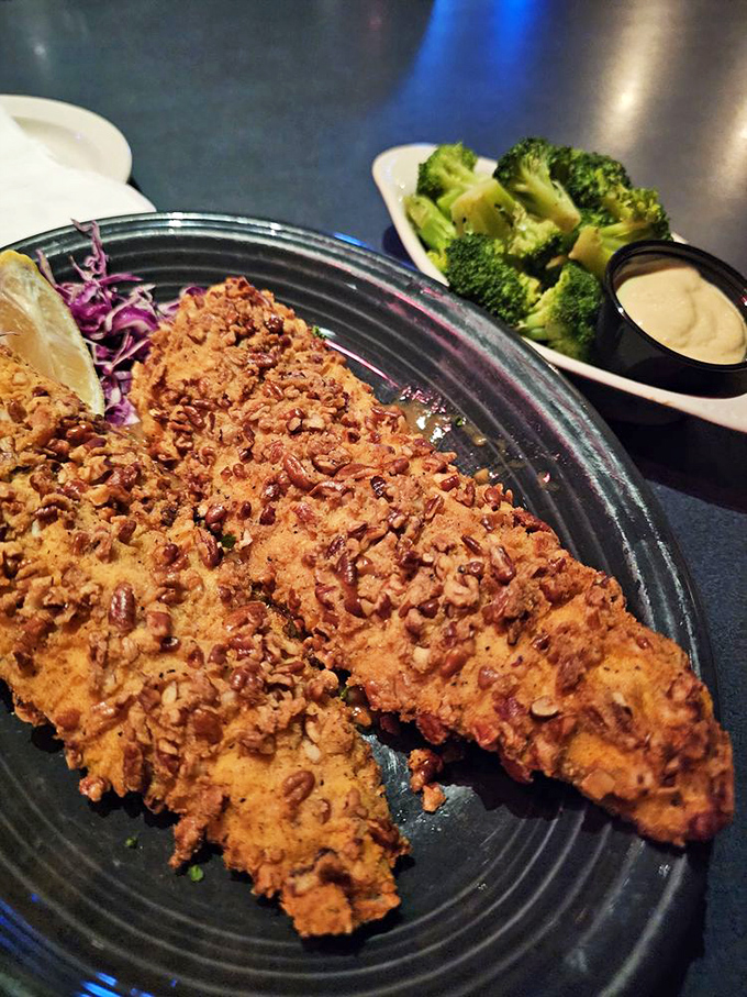 Pecan-crusted perfection that proves Oklahoma knows fish. That crispy coating is what other fried fish dreams of becoming.