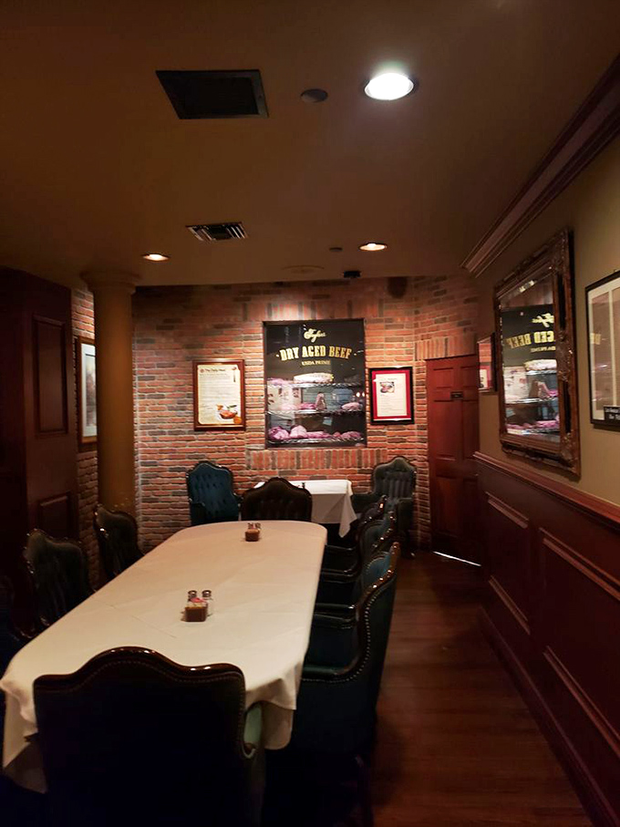 The private dining room whispers of business deals and family celebrations past, with brick walls that have heard it all.