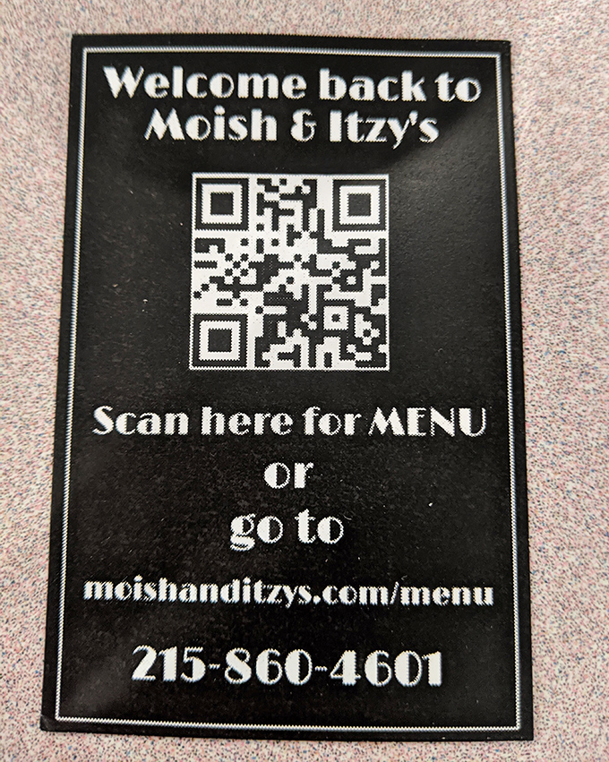 Modern meets traditional: scan the QR code for the menu while sitting in a restaurant that understands the value of a good pickle.