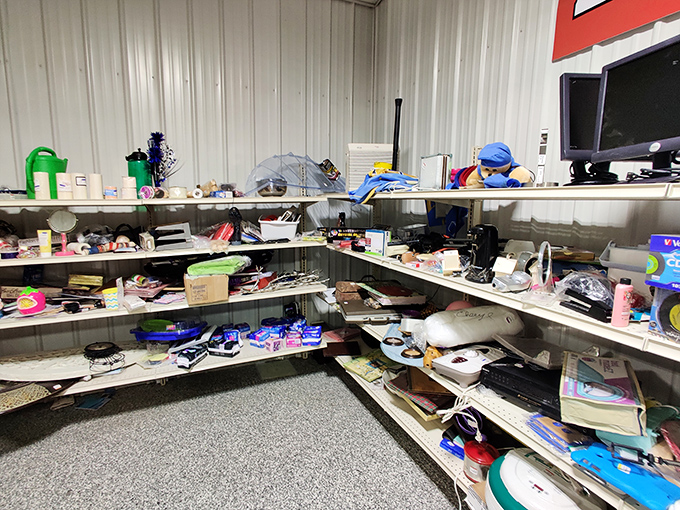 The miscellaneous corner: where random objects go to find their purpose. It's like the Island of Misfit Toys, but with more plastic containers.