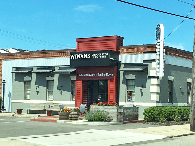 Winans Chocolates + Coffees serves up dual temptations in a building that's as much a treat for the eyes as their goods are for the palate.