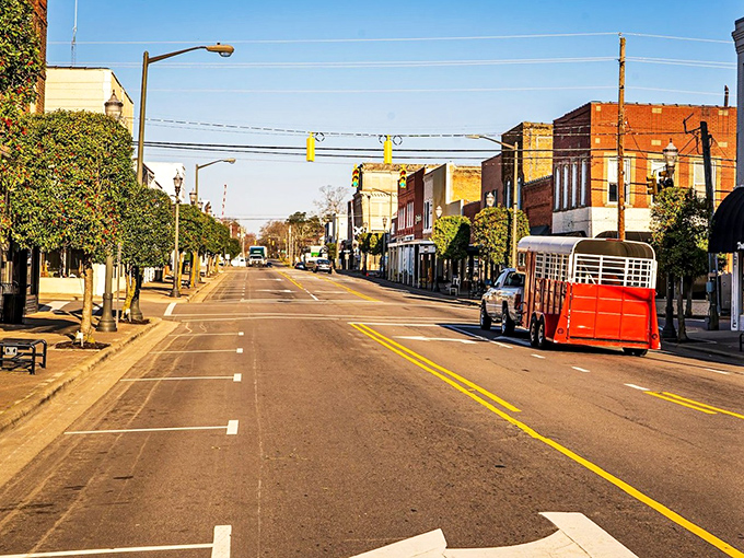 Morning light stretches down Benson's Main Street, illuminating the kind of peaceful small-town scene that big city dwellers pay vacation rates to experience.