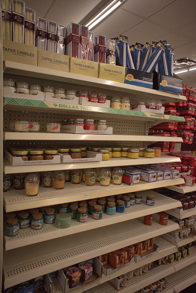 Candle heaven! Scents ranging from "Genuine Vanilla" to "What Exactly Is That Supposed to Be?" provide affordable ambiance for any occasion.