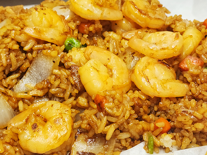 Shrimp fried rice that puts takeout to shame. Each grain is perfectly coated in savory goodness with plump shrimp playing hide and seek throughout.