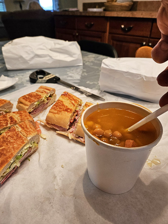Spanish Bean Soup and Cuban sandwich quarters&mdash;a pairing so perfect it should have its own holiday in Florida.