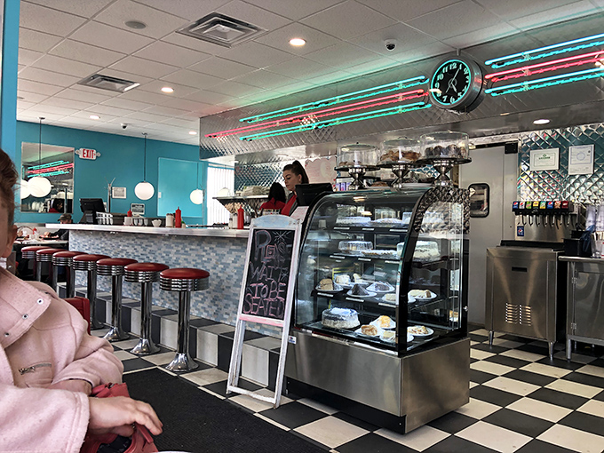 The dessert case and counter&mdash;where important decisions are made daily, usually ending with "Yes, I'll have a slice."