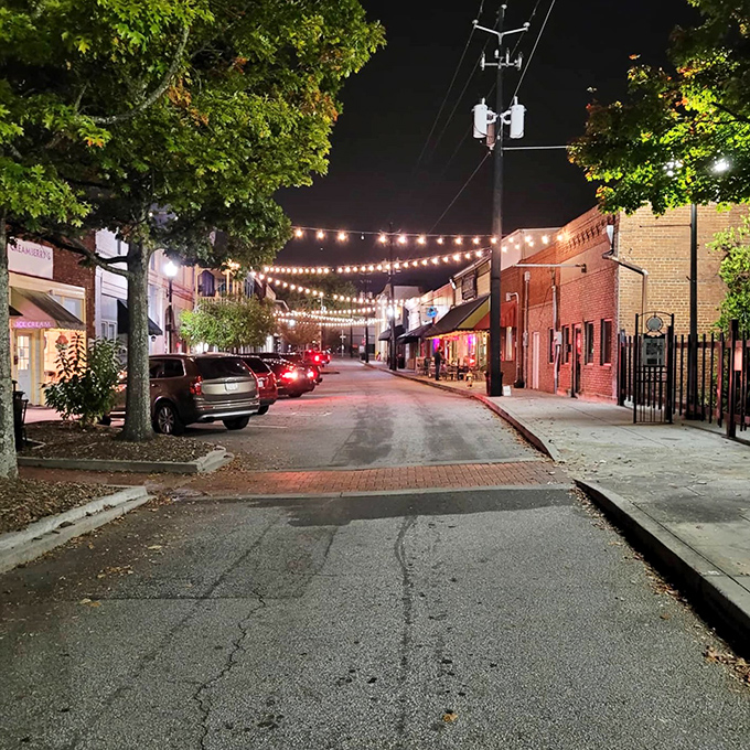 Evening strolls under string lights—the original mood lighting before apps took over. Conyers' nightlife proves charm doesn't need to be loud to be effective.