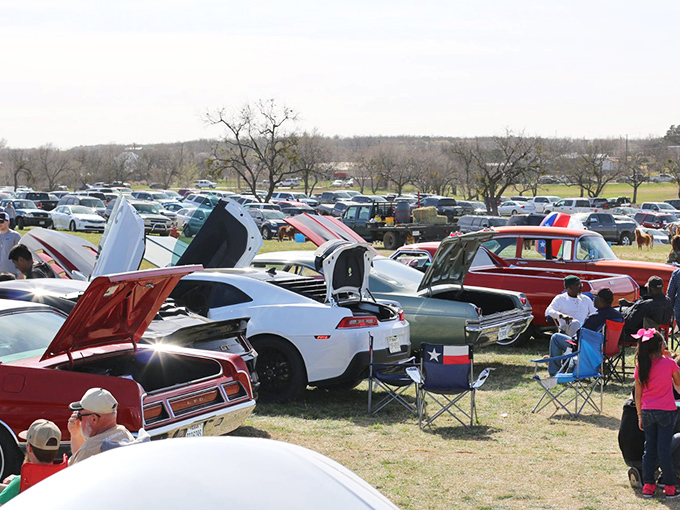 Classic cars gleam under the Texas sun at the Rattlesnake Car Show, where chrome and conversation flow as freely as memories of simpler times.