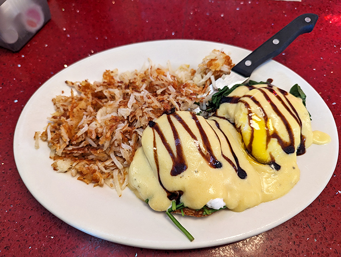Eggs Benedict's sophisticated cousin just arrived from Tuscany. That hollandaise drizzle and balsamic glaze are performing a culinary ballet.