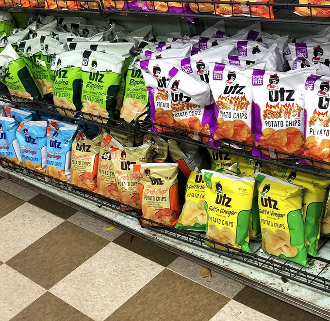 The chip selection at Malin's proves that Utz isn't just a brand – it's practically a food group in this corner of Delaware.