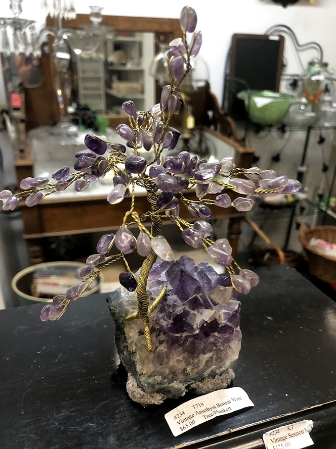 This delicate amethyst wire tree isn't just decorative art&mdash;it's someone's patient handiwork transformed into a conversation piece that bridges nature and craftsmanship.