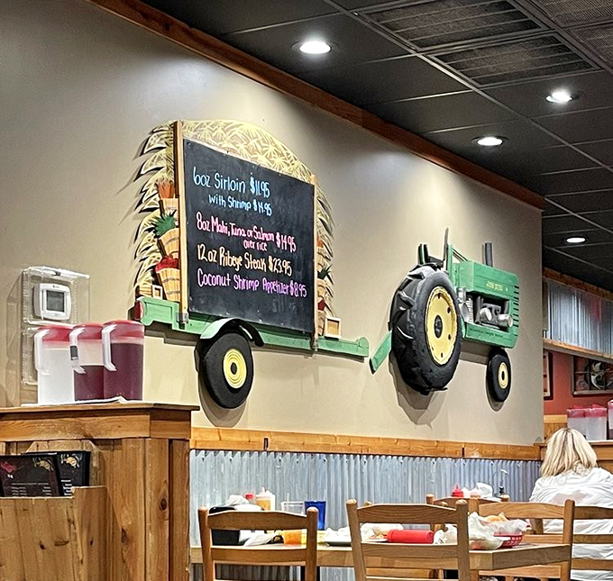 That tractor chalkboard isn't just decoration&mdash;it's a promise of daily specials that might just make your week.