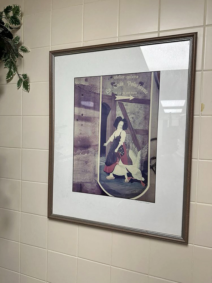 European artwork adorns the walls, a subtle nod to the continental inspiration behind those famous Belgian waffles.