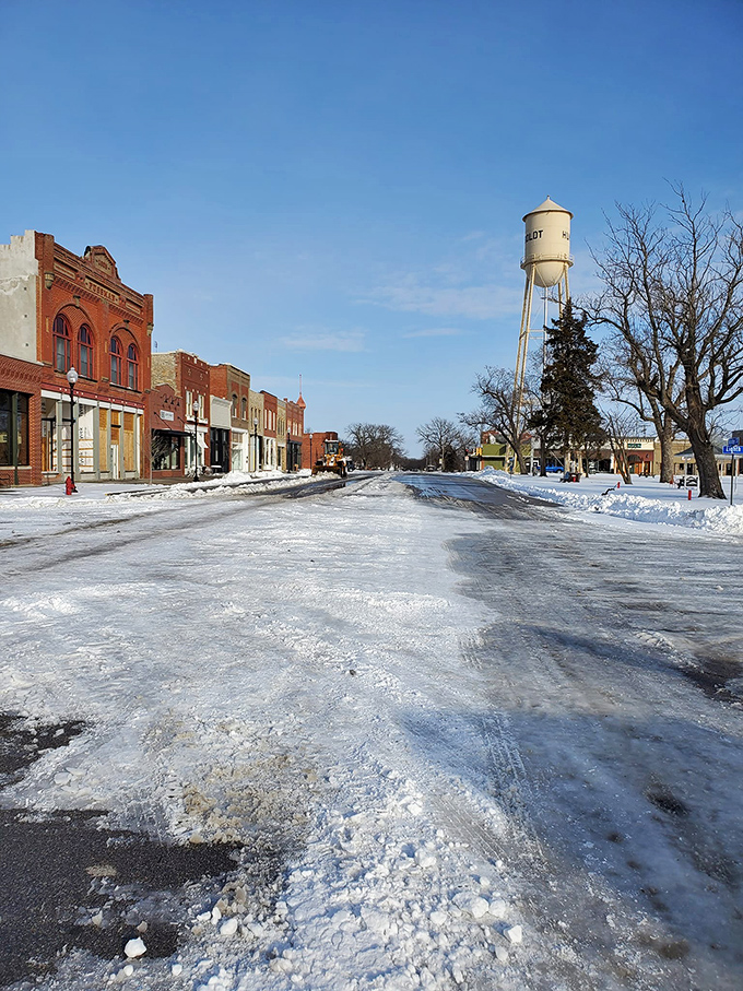 Winter transforms Humboldt's main street into a snow globe scene, the kind that makes you want to bundle up and explore despite the chill.
