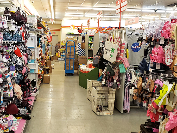 The accessories section &ndash; where handbags, scarves, and novelty items await their chance to become your next conversation starter.