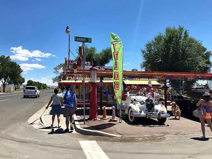 Roadside tacos and classic cars create the perfect Route 66 moment&mdash;proof that simple pleasures still make the best travel memories.