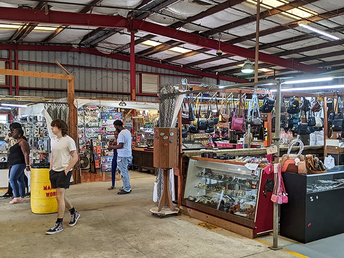 Handbag heaven for the discerning bargain hunter&mdash;where genuine leather mingles with creative knockoffs in a judgment-free zone of accessory abundance.