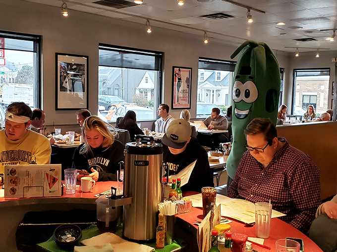Where New York meets Nashville&mdash;a pickle mascot standing guard while diners fuel up on coffee and comfort food before facing the day.