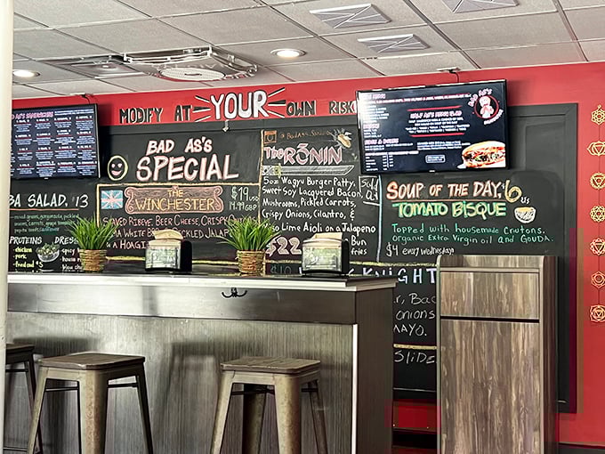 Chalkboard specials announce today's temptations. Like a delicious daily newspaper, these boards reveal what sandwich adventures await the hungry visitor.