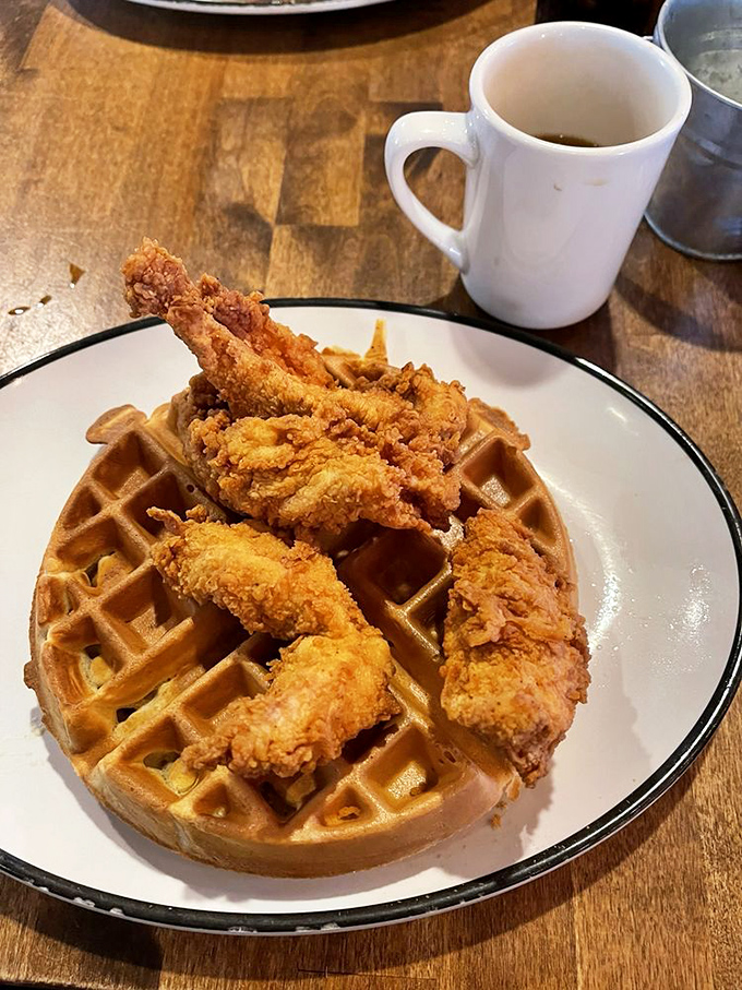 Chicken and waffles&mdash;the breakfast equivalent of a perfect marriage, where sweet meets savory in a harmony that makes your taste buds applaud.