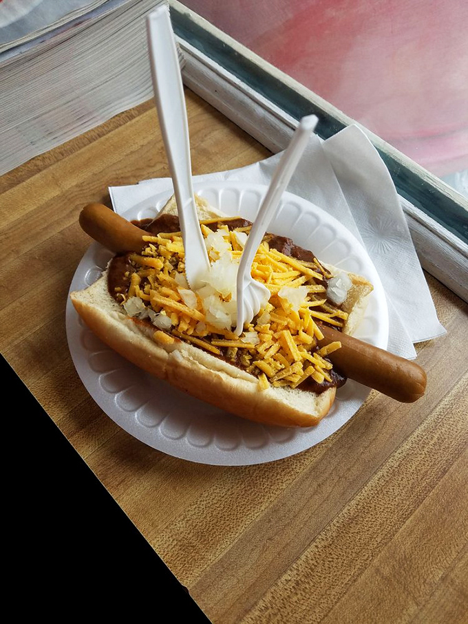 The chili dog at Carl's isn't trying to reinvent street food—it's preserving an American classic one perfectly messy bite at a time.