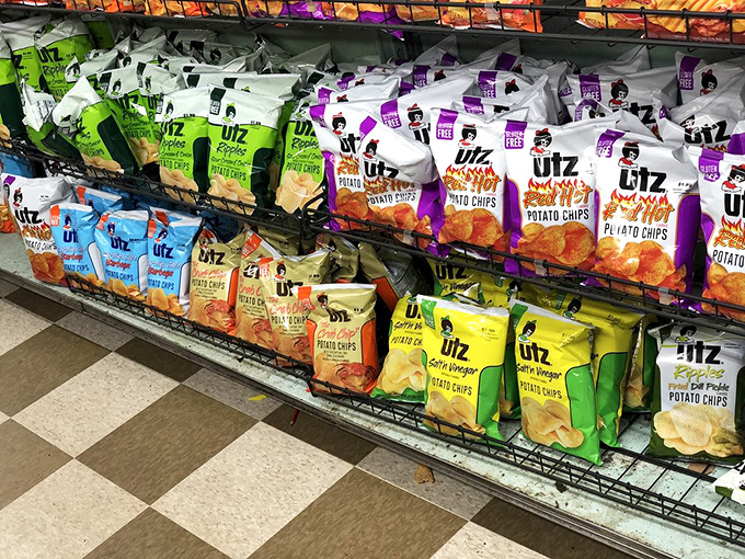 A potato chip selection that rivals the paint swatch wall at Home Depot &ndash; Utz varieties standing at attention, waiting for their sandwich partner.