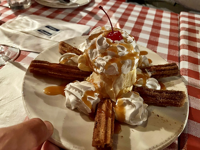 Churros that bring the carnival to your table. Crispy, sweet, and surrounded by enough whipped cream to make a cloud jealous.
