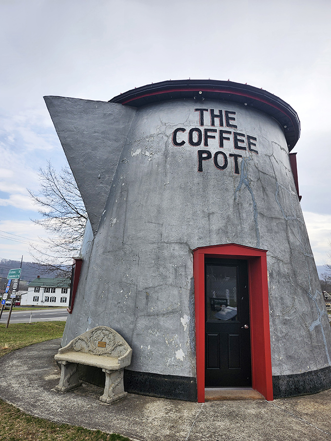 Up close, The Coffee Pot reveals its weathered charm, each crack and patch telling stories of Pennsylvania winters and summer road trips.