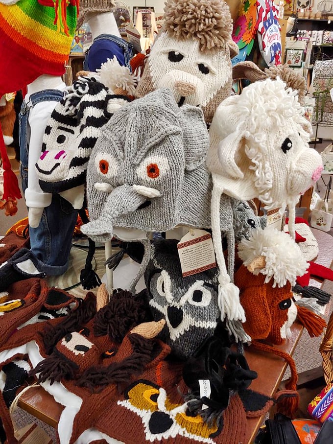 Hand-knitted animal hats with personality to spare. Each one transforms the wearer into a walking conversation starter—perfect for introverts who need an icebreaker.