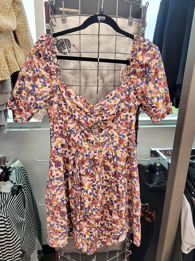 A floral dress waiting for its second chance at romance. Someone's impulse buy becomes your perfect find for summer weddings.