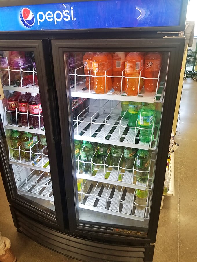 Cold beverages await in the refrigerated section – perfect for quenching that "I just found seventeen things I didn't know I needed" thirst.