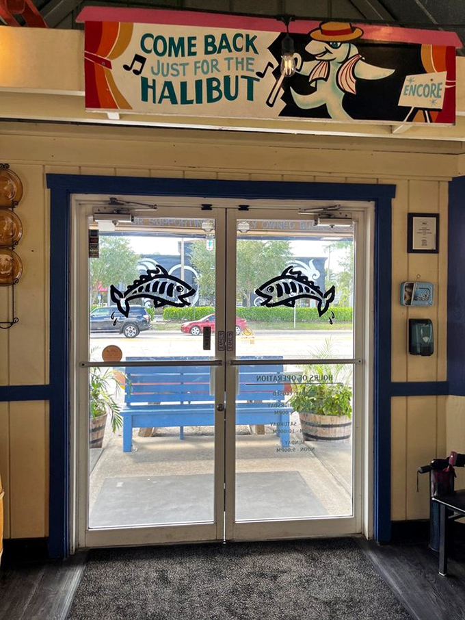 "Come Back Just For The Halibut" &ndash; the sign says it all. Shells doesn't just serve seafood; they serve it with a side of personality.