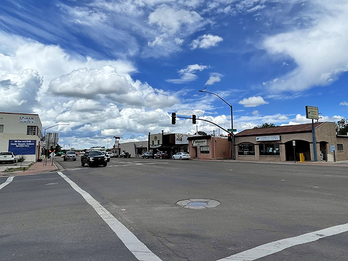 Wide streets accommodate both modern vehicles and the unhurried pace of people who remember life's priorities. 