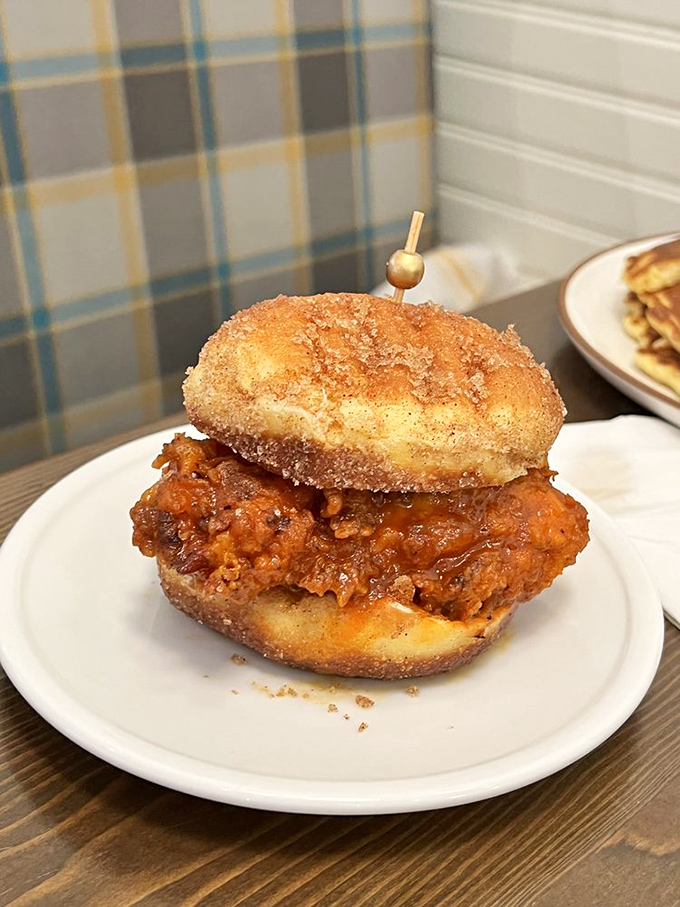 This isn't just a chicken sandwich&mdash;it's a masterpiece of sweet and savory that makes you wonder why donuts haven't always been used as bread.