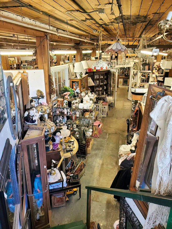 The view from above reveals the organized chaos that makes antique hunting the adult version of a treasure map adventure.