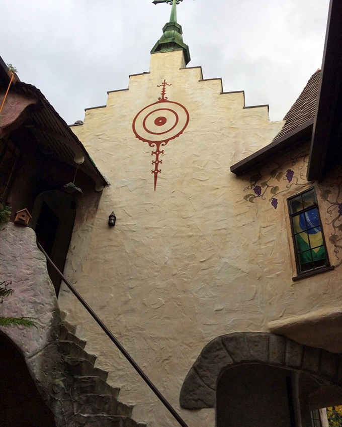 Courtyard murals transport visitors to European countryside without the jet lag or passport requirements.